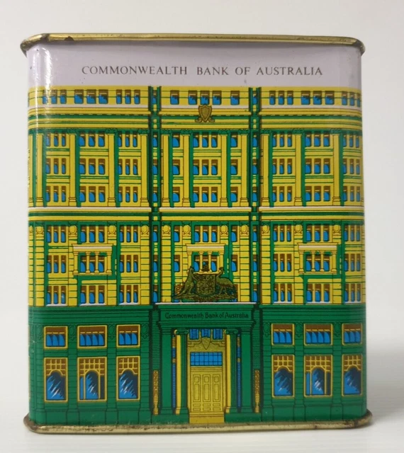 VINTAGE COMMONWEALTH BANK of Australia Collectable Tin Coin Money Piggy ...