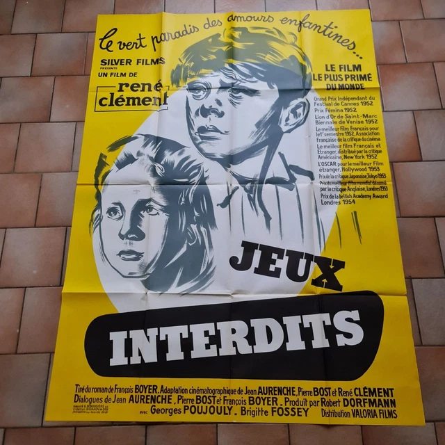 ANCIENNE ET GRANDE affiche de cinéma (157 cm / 114 cm) - Jeux interdits - 1952 EUR 80,00 ...