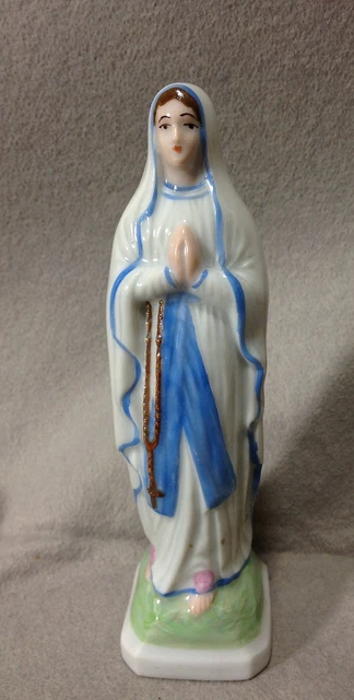 ANCIENNE STATUE SAINTE VIERGE MARIE en porcelaine France de Villenauxe ...