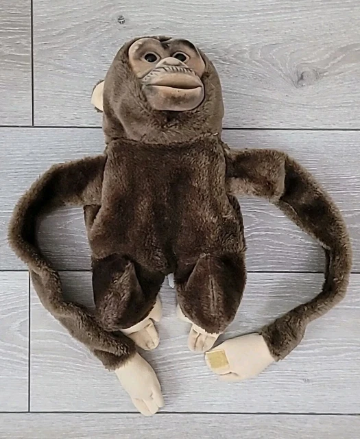 VINTAGE CHILD'S PLAY Chimp Monkey Hand Puppet Flocked Face With ...