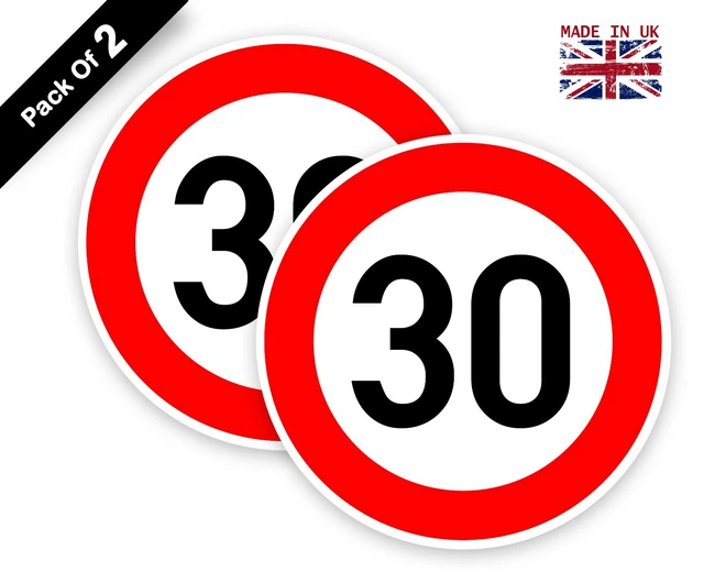 TRAFFIC SIGN 30 MPH. Speed Limit Road Safety Adhesive Stickers ...