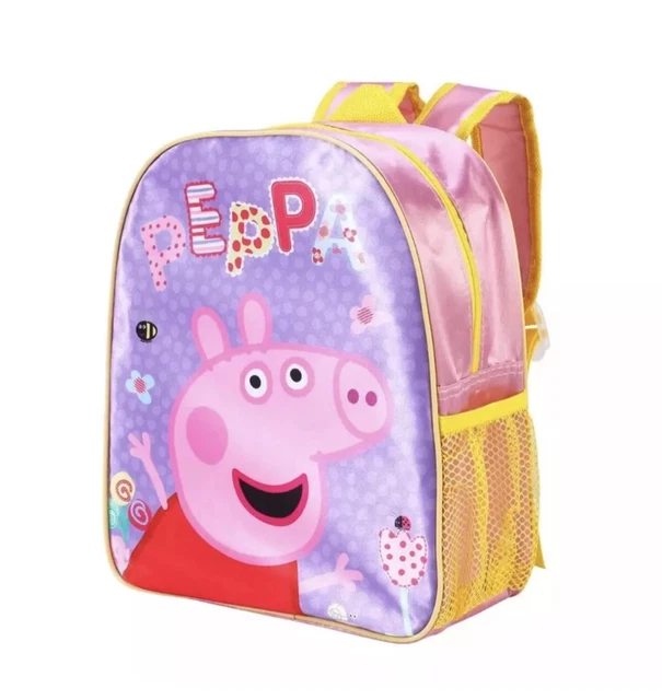 PEPPA PIG CHARACTER Licensed Backpack Girls Kids Cartoon Purple Pink ...
