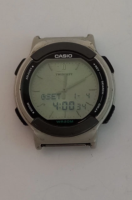 RARE VINTAGE CASIO ABX-53 Twincept World Time Data Bank Ana-Digi Watch ...