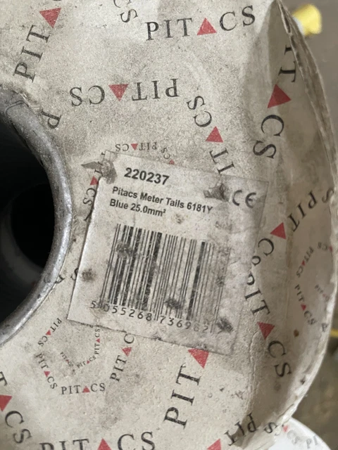 GREY 25MM BLUE Meter Tails 6181Y Round PVC/PVC Cable, 50mtr Roll £150. ...