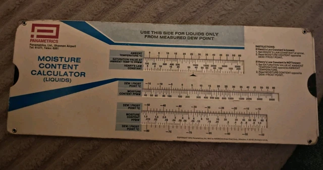 VINTAGE PANAMETRICS MOISTURE Content Calculator 1970s £8.64 - PicClick UK