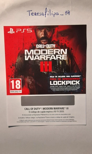 CALL OF DUTY Modern Warfare III COD MW3 PS5 code inc.lockpick exclusive ...