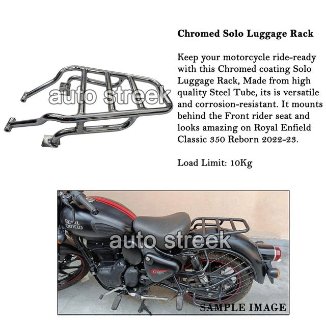 FIT FOR ROYAL Enfield Classic Reborn 350 Solo Rear Luggage Rack, Chrome ...