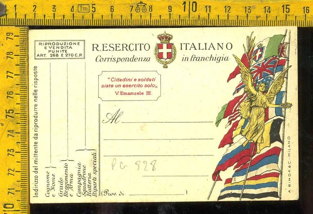 REGNO PRIMA GUERRA Posta Militare Franchigia Nuova Binda Milano pg 828 ...