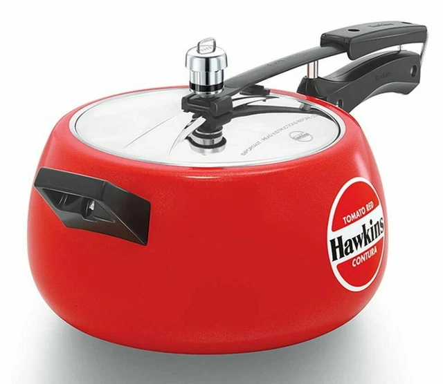 HAWKINS CONTURA PRESSURE Cooker Aluminium 5 Litres Apple Red Color Best ...
