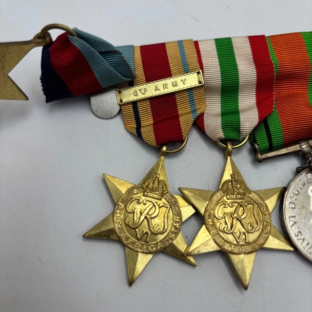 WW2 BRITISH MEDAL Group 8th Army Africa Bar and TED 1952 with Bars £76. ...