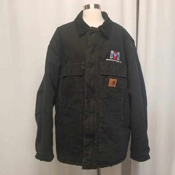 VINTAGE CARHARTT DISTRESSED Jacket Black Duck Canvas Work-Utility Men's ...