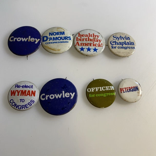 8 VINTAGE NH & MA New England 🏴󠁧󠁢󠁥󠁮󠁧󠁿 Political Campaign Buttons zai ...