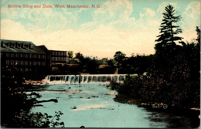 BOBBIN SHOP AND Dam West Manchester New Hampshire NH UNP DB Postcard L4 ...