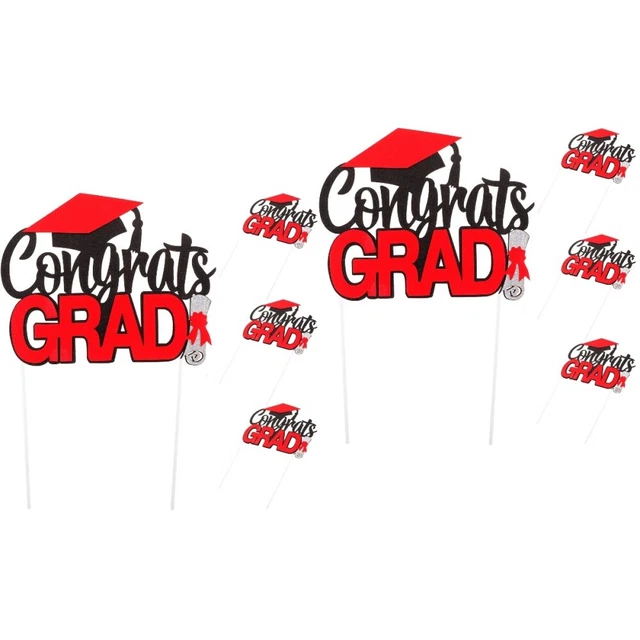 GRADUATION ROW MINI Graduation Cap 2023 Cake Toppers Red Paper $13.88 ...