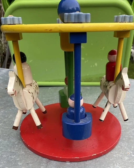 WOODEN TOY ESCOR Roundabout Horse Carousel Complete $81.75 - PicClick