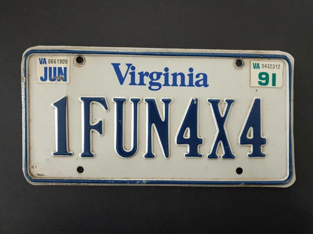VIRGINIA 1FUN4X4 U.S.A. Vintage Collector’s Car Number Plate Sign £9.67 ...