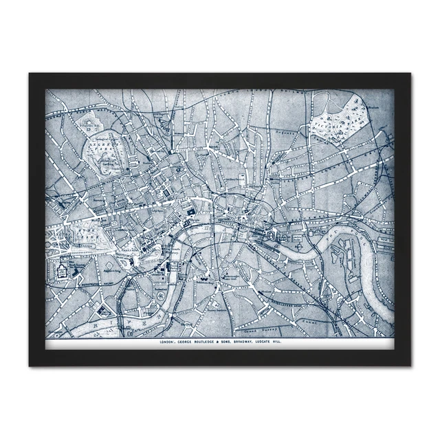 MAP ROUTLEDGE 1875 London City England Plan Chart Framed Wall Art Print ...