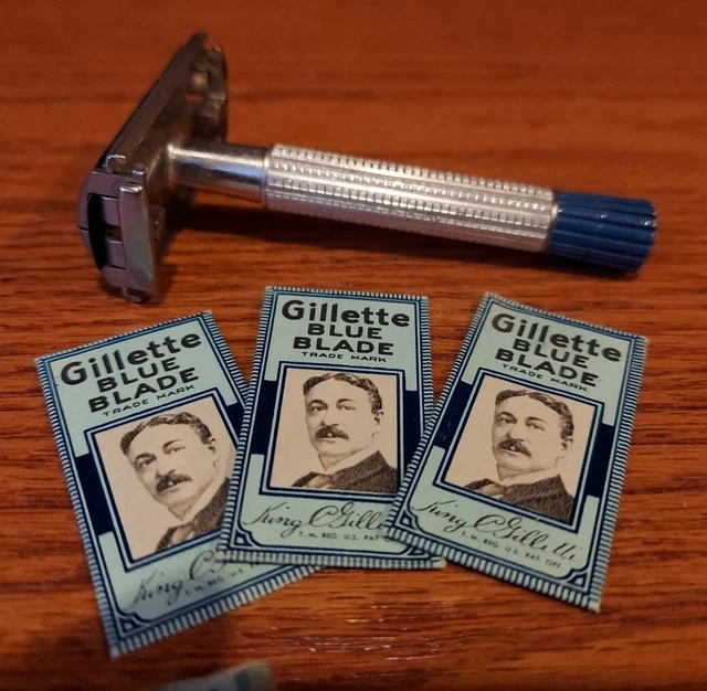 GILLETTE BLUE FLARE Tip C1 Super Speed Vintage Safety Razor Gillette ...
