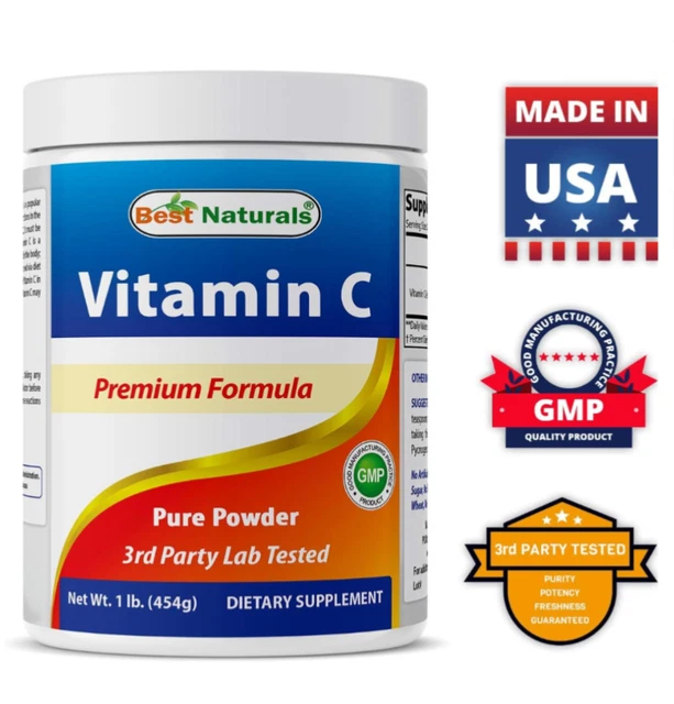 BEST NATURALS 100% Pure Vitamin C Powder 1 lb (454 Grams) MADE IN THE ...