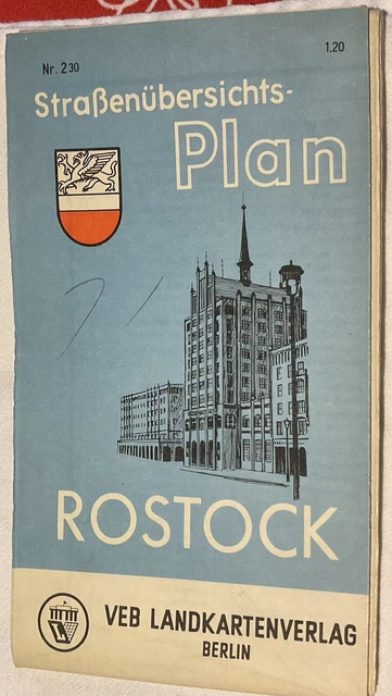 DDR STADTPLAN CITY Map Plan de Ville ROSTOCK 8.Auflage 1966 VEB ...