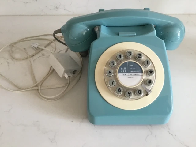 WILD AND WOLF Retro Vintage style landline telephone in duck egg blue £ ...