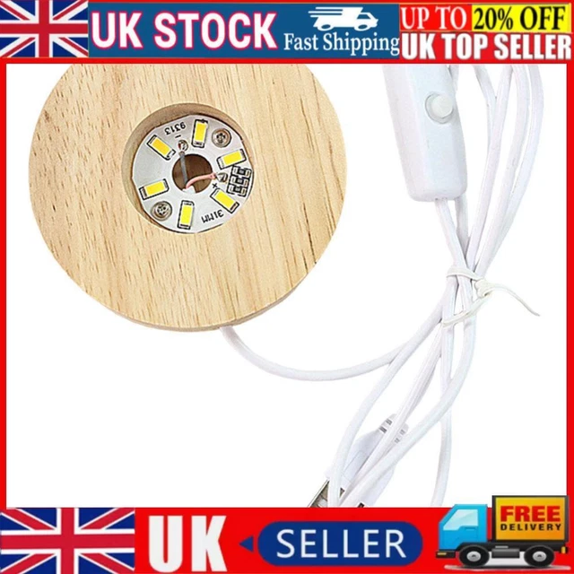 4 INCH LED Display Stand Wooden Light Up Base Round for Resin Art (Warm ...