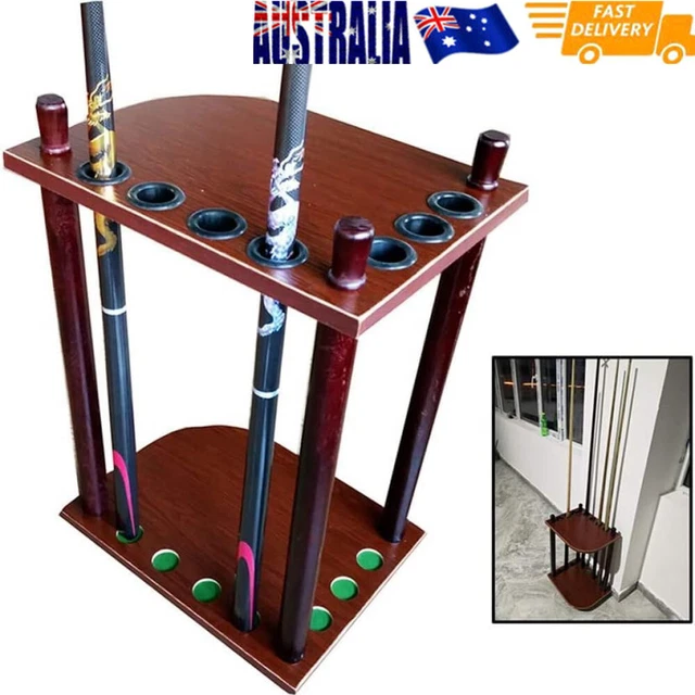 WOODEN POOL BILLIARD Corner 7 CUE STAND Rack Durable Pool Cue Rack ...
