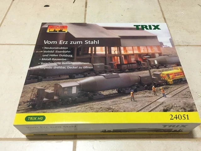 TRIX H0 24051 Torpedopfannenwagen set "Vom Erz zum Stahl" DB """NEW ...