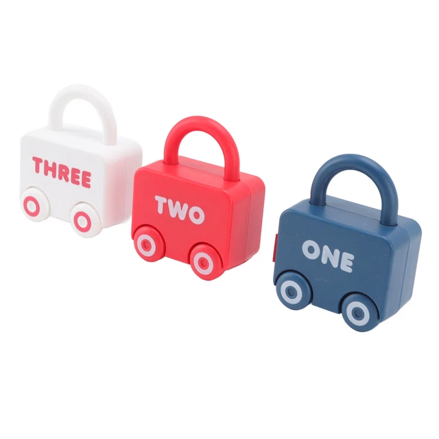 KIDS LEARNING LOCKS Slideable Car Shaped Learning Lock With Key Puzzle ...