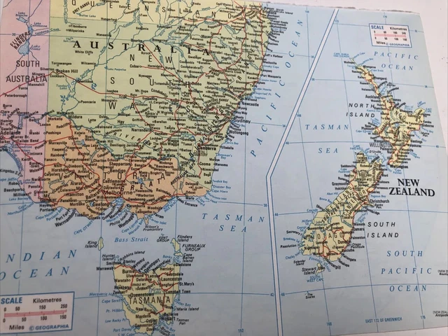 MAP 1977: AUSTRALIA New Zealand Pacific Ocean Map Print Original P29 £3 ...