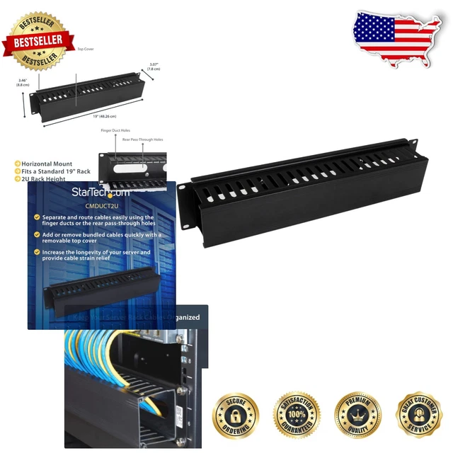VERTICAL 2U SERVER Rack Cable Management Finger Duct with Cover - 19 ...