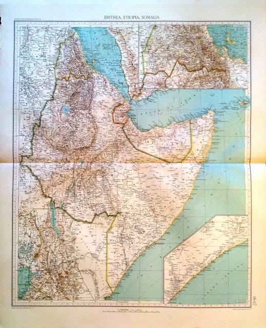 Antique Map Eritrea Somalia Italian Between 1e2 War 1929 Antique Map £