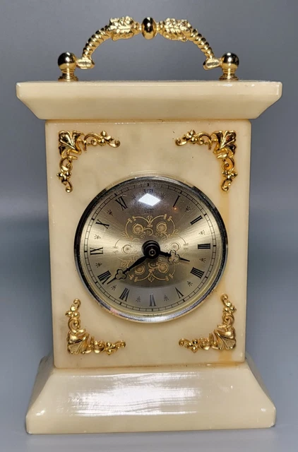 VINTAGE XAVIER OF London Onyx Type Mantle Clock Working Condition Marks ...