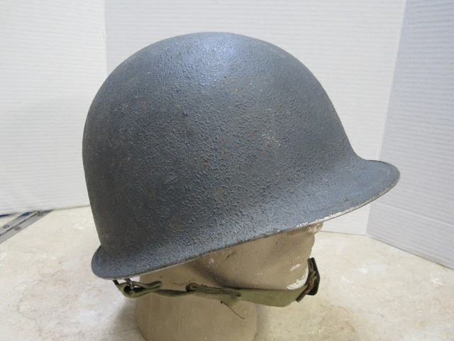 USN WW2 M1 Helmet Steel Pot Front Seam Schlueter 282A Blue Finish US ...