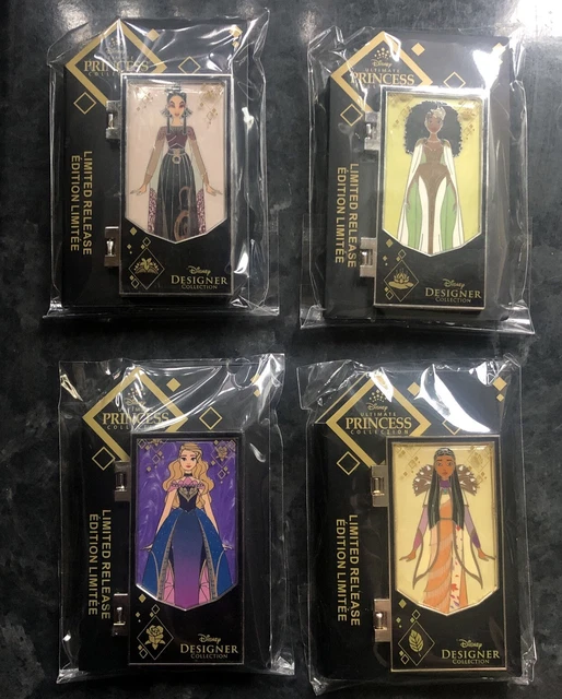 DISNEY PRINCESS LIMITED Edition Designer 4 Pin Collection Hinged pins ...