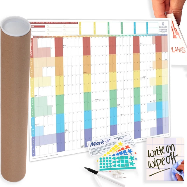 ACADEMIC WALL PLANNER 2023/2024 - Laminated Giant Wall Calendar ...
