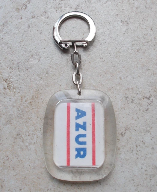 VINTAGE AZUR MOTOR Oil Keyring key chain France french petroliana 1960s ...