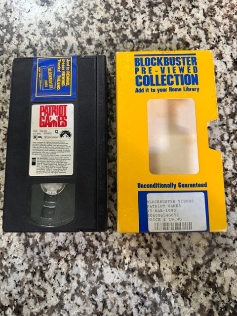 PATRIOT GAMES (VHS, 1992) w/ Blockbuster Cover Box - Harrison Ford £1. ...