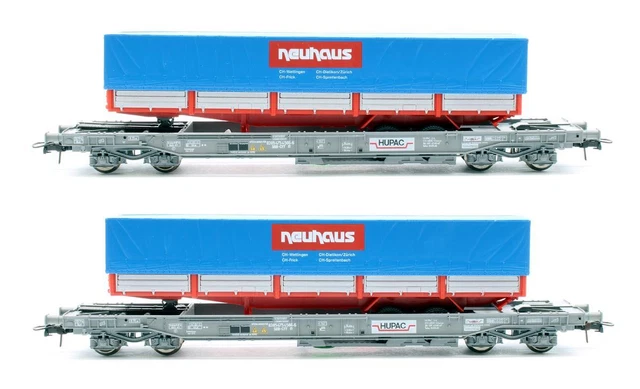 ROCO 'HO' GAUGE Pair Of 2 47015 Sbb Hupac Wagons With Lorry Trailers £ ...