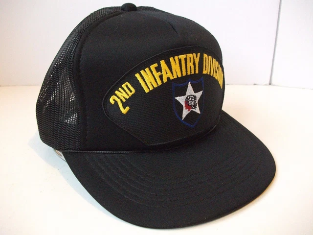 VINTAGE 2ND INFANTRY Division Patch Hat Black Snapback Trucker Cap $22. ...