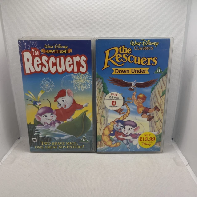 THE RESCUERS and The Rescuers Down Under VHS X2 Video Tape Walt Disney ...