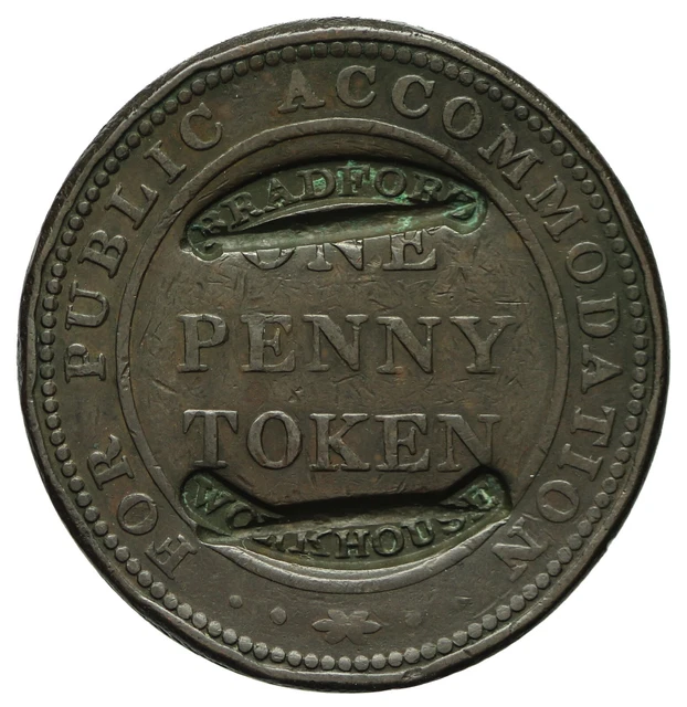 YORKSHIRE BRADFORD WORKHOUSE Countermarked Penny Token W 411 £60.00 ...