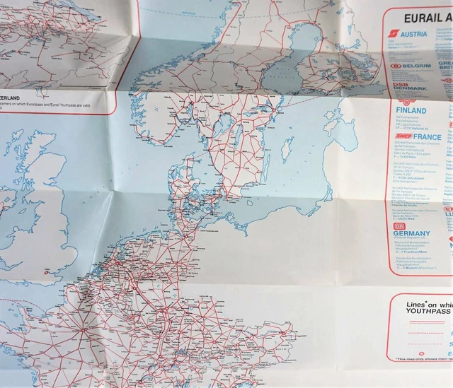 RAILWAYS - EURAIL MAP of Europe 1980 Railway Map of Europe £8.99 ...