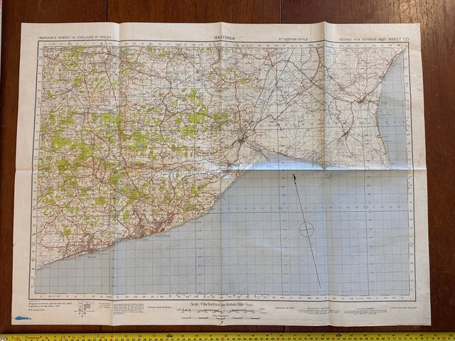 ORIGINAL WW2 BRITISH Army GSGS OS Map of England - Hastings £16.00 ...