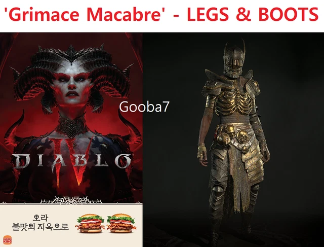 DIABLO 4 BURGER King 'Grimace Macabre' Limited Skin-LEGS&BOOTS (Digital ...
