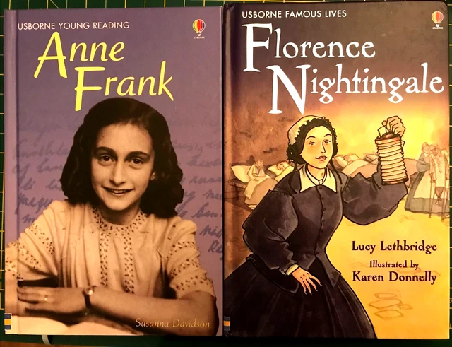FLORENCE NIGHTINGALE & Anne Frank 2 Usborne Famous Lives Hardback Books ...