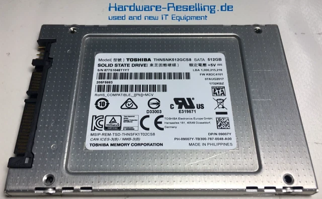 TOSHIBA 512GB SATA SSD 6Gbps 2,5 " THNSNK512GCS8 205F5663 EUR 95,60 ...