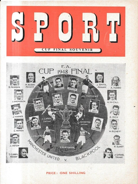 VINTAGE SPORT MAGAZINE 1948 FA Cup Souvenir issue Manchester Utd vs ...