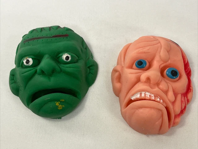 RUBBER FACE JIGGLER Ugly Monster Puppet Frankenstein Head Melting ...