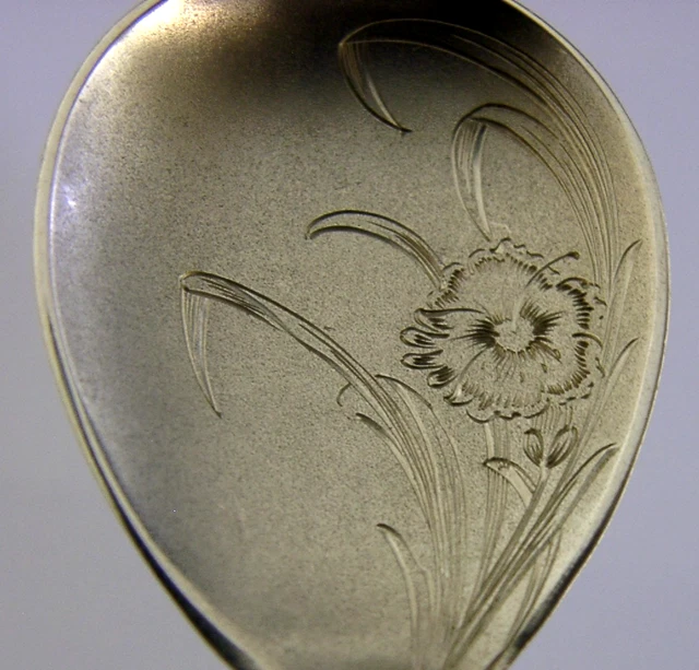 PRETTY GERMAN 800 SOLID SILVER GILT JAM PRESEVE SPOON c1905 £36.00 ...